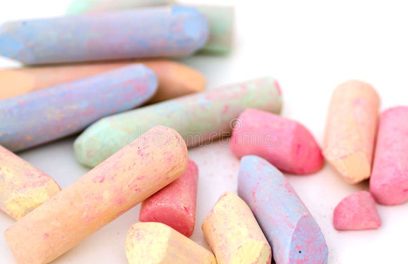 Bright Pieces of Chalk on White Background Stock Image - Image of ...