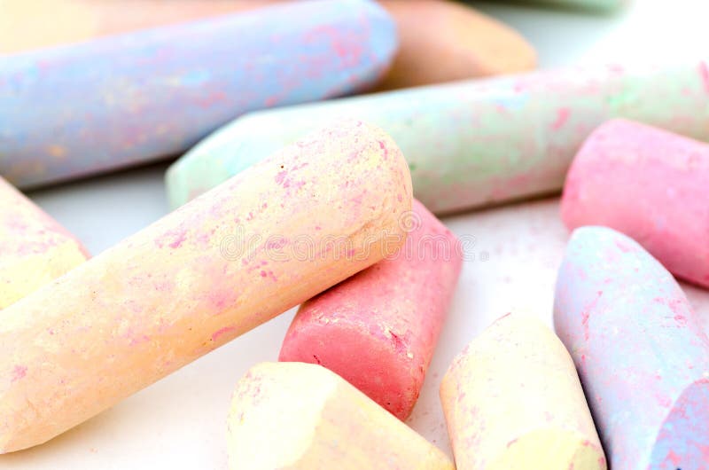 Bright Pieces of Chalk on White Background Stock Photo - Image of ...