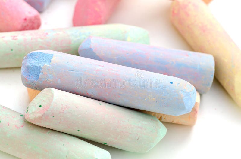 Bright Pieces of Chalk on White Background Stock Image - Image of ...