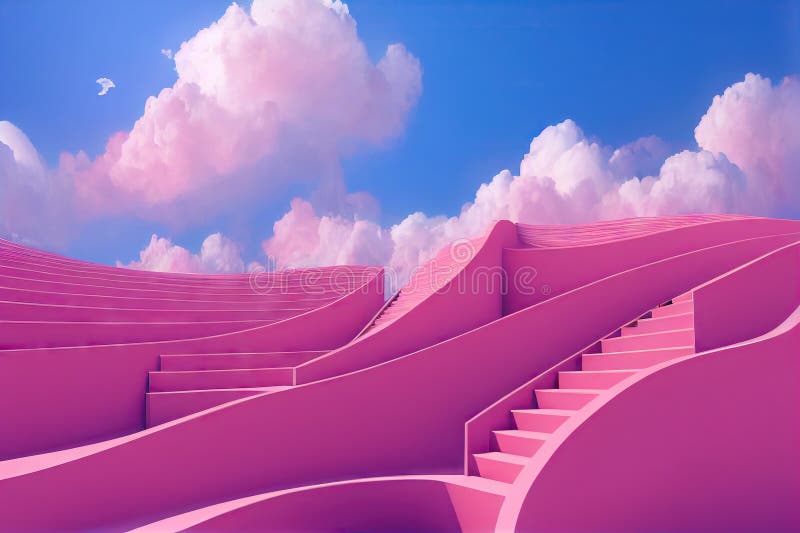 Bright Pink Abstract Steps of Stairs Rising Up Stock Illustration ...
