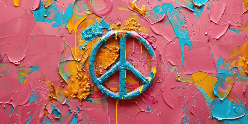 A Bright Pink Background Features a Simple Peace Sign Symbol, Often ...