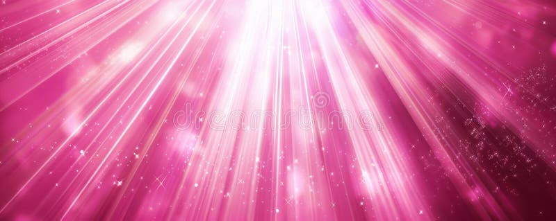 Bright Pink Beams of Light Radiate Outward with Sparkling Stars on Pink ...