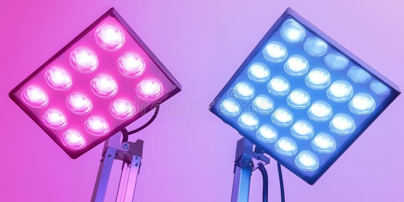 Bright Pink and Blue LED Panel Lights Studio Lighting Equipment Stock ...