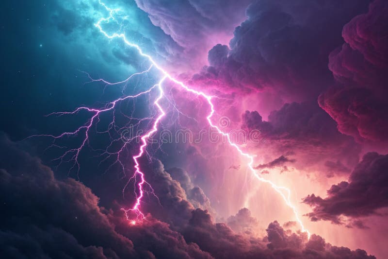 A Bright Pink Bolt of Neon Lightning Clouds Wallpaper Supercharged ...