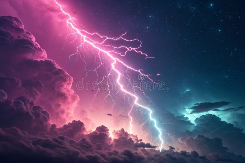 A Bright Pink Bolt of Neon Lightning Clouds Wallpaper Supercharged ...