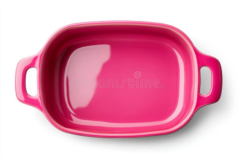 Bright Pink Ceramic Rectangular Baking Dish with Ribbed Handles ...