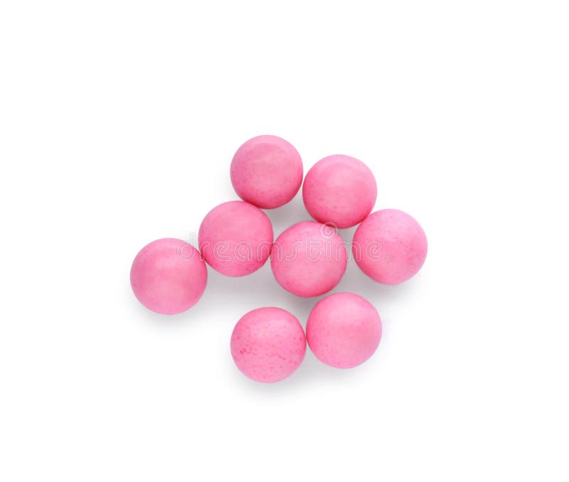 Bright Pink Chewy Gumballs Isolated on White Stock Photo - Image of ...