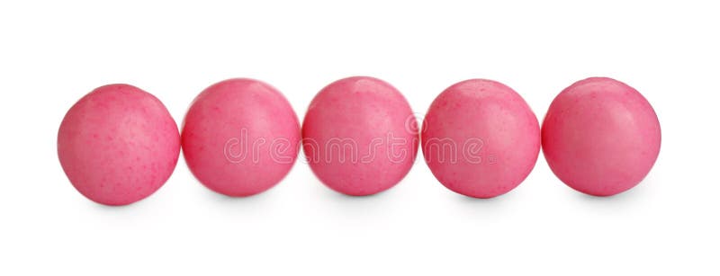 Bright Pink Chewy Gumballs Isolated on White Stock Image - Image of ...