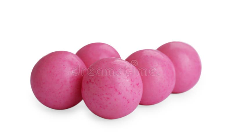 Bright Pink Chewy Gumballs Isolated on White Stock Image - Image of ...