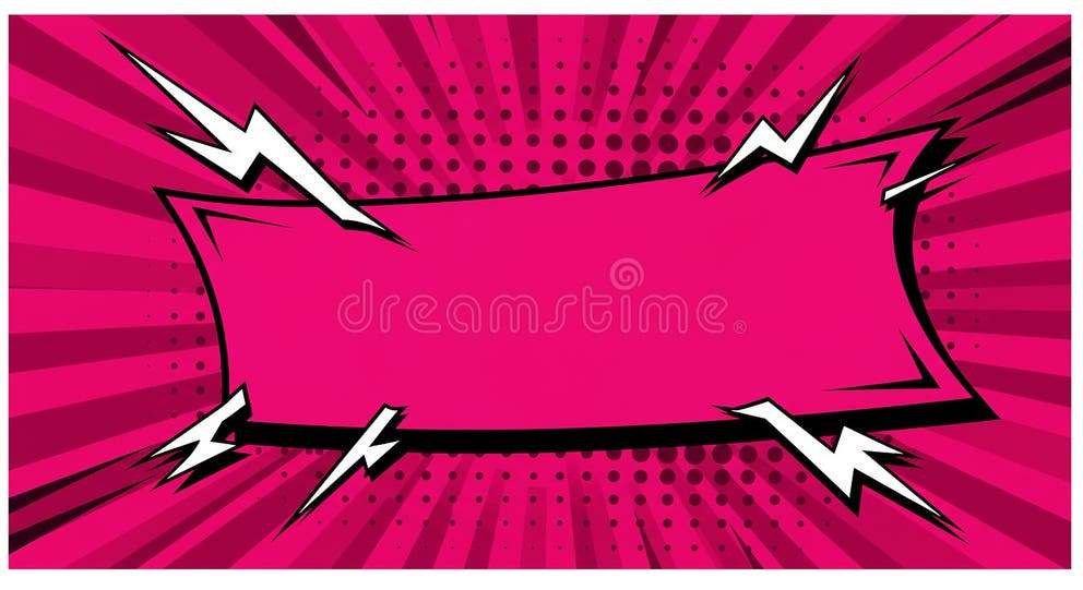Bright Pink Comic-style Background Features a Rectangular Speech Bubble ...