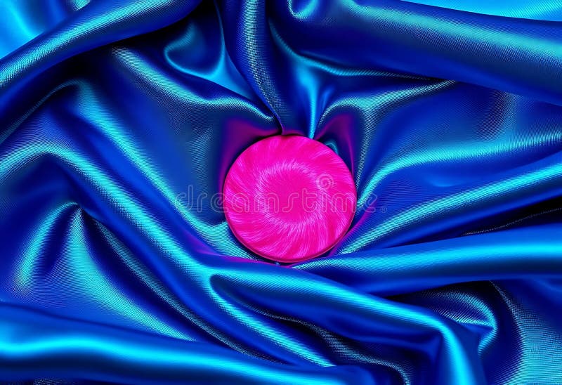 Vibrant Pink Disc on Blue Satin Draped Background Stock Illustration ...