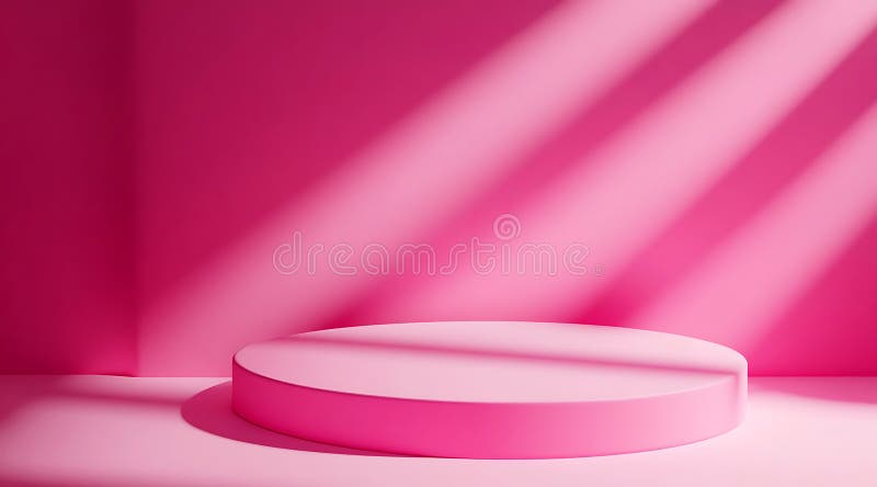 Bright Pink Display Area with Circular Platform and Shadow Patterns in ...