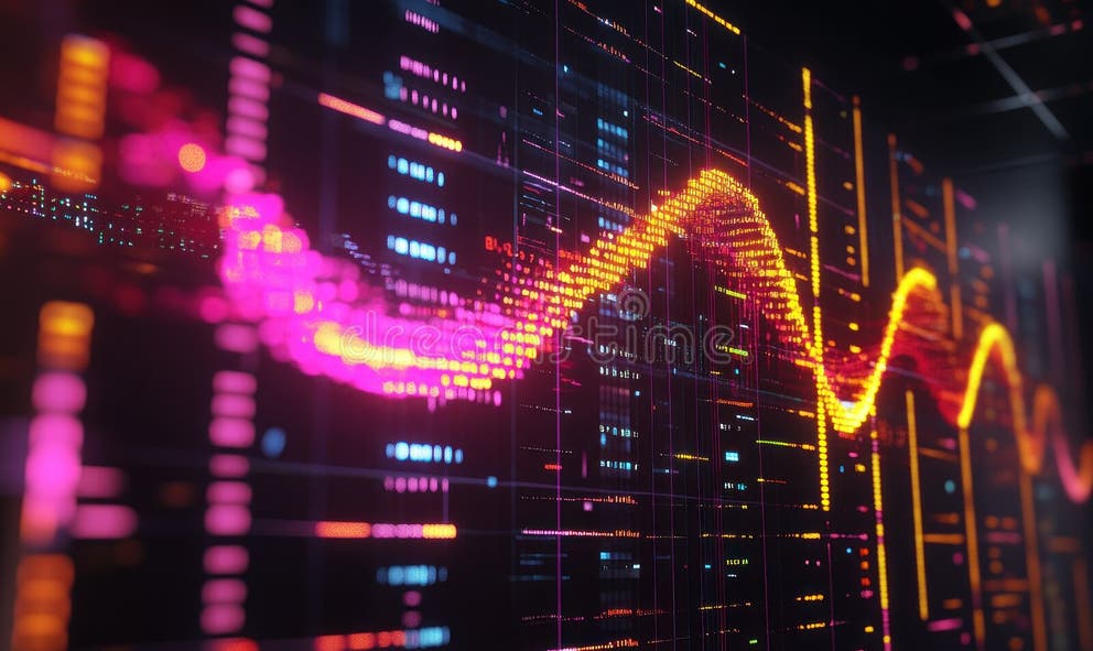 Bright Pink DNA Strand with Integrated Data Visualization Elements ...