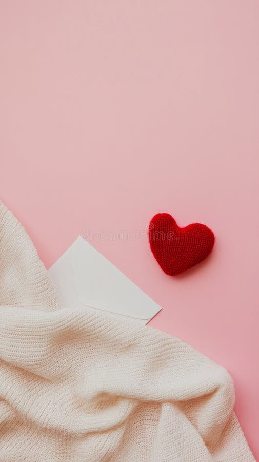 Bright Pink Envelope with a Heart Design on a Pastel Background for ...