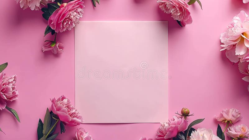 Bright Pink Flowers Elegantly Frame an Empty Spot, Perfect for Writing ...