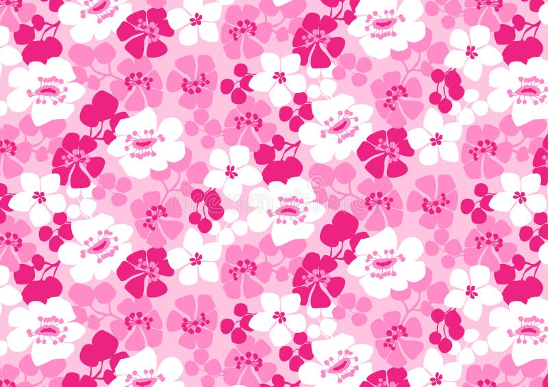 Bright Pink Flowers Pattern. Stock Vector - Illustration of repeat ...