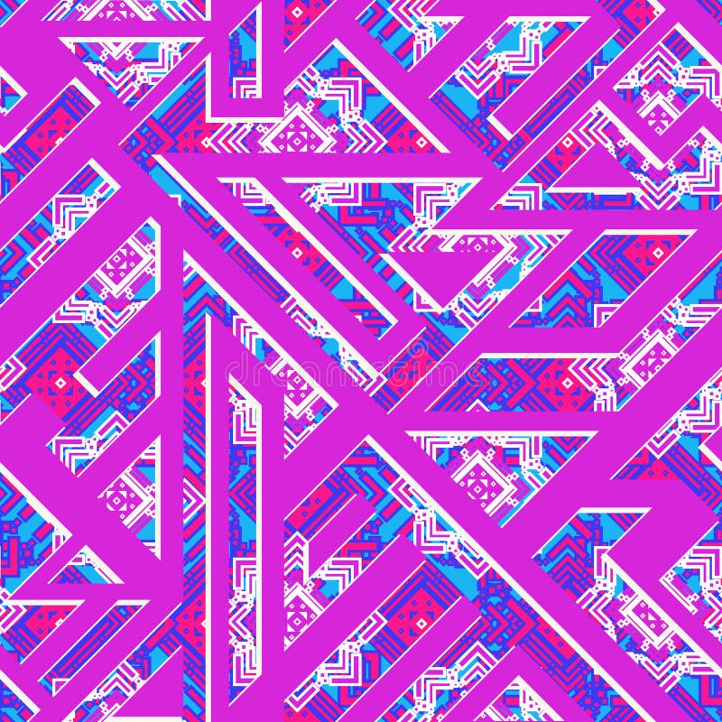 Bright Pink Geometric Seamless Pattern Stock Vector - Illustration of ...