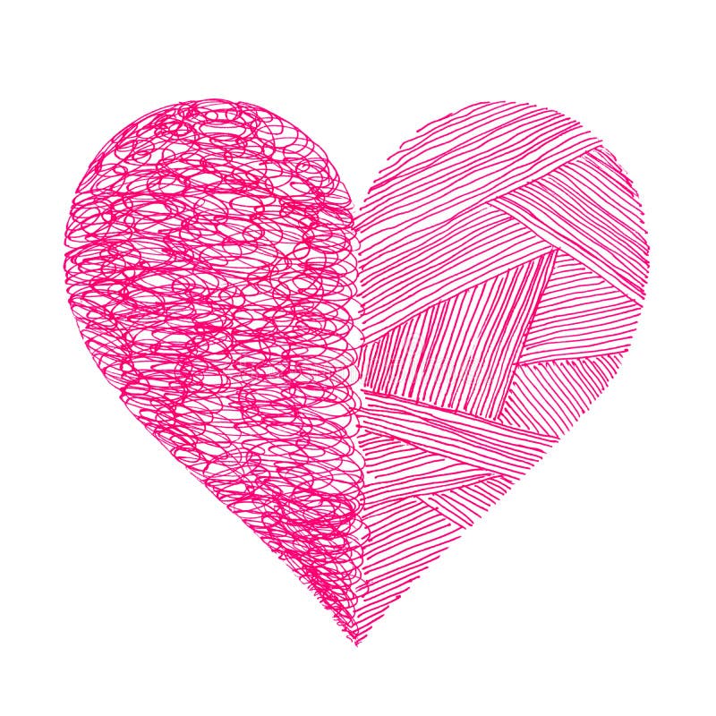 Bright Pink Heart with Abstract Pattern on White Background Stock ...