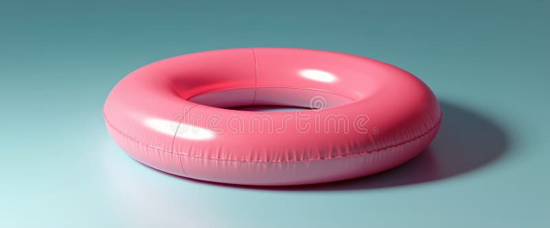 Bright Pink Inflatable Pool Float on a Blue Background Stock Photo ...