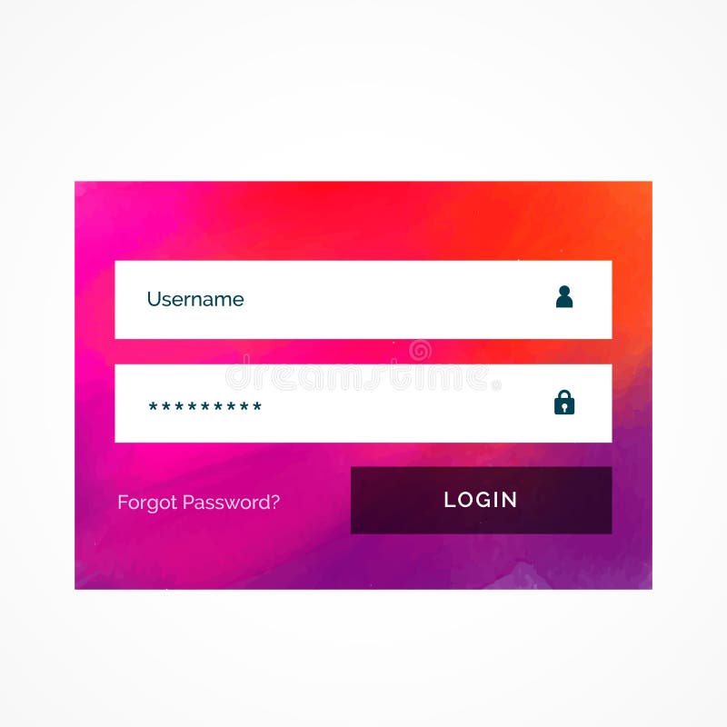Bright Pink Login Form Template Design Stock Vector - Illustration of ...