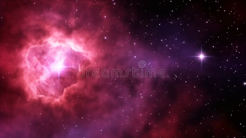 Bright Pink Nebula in Deep Space. Stock Illustration - Illustration of ...