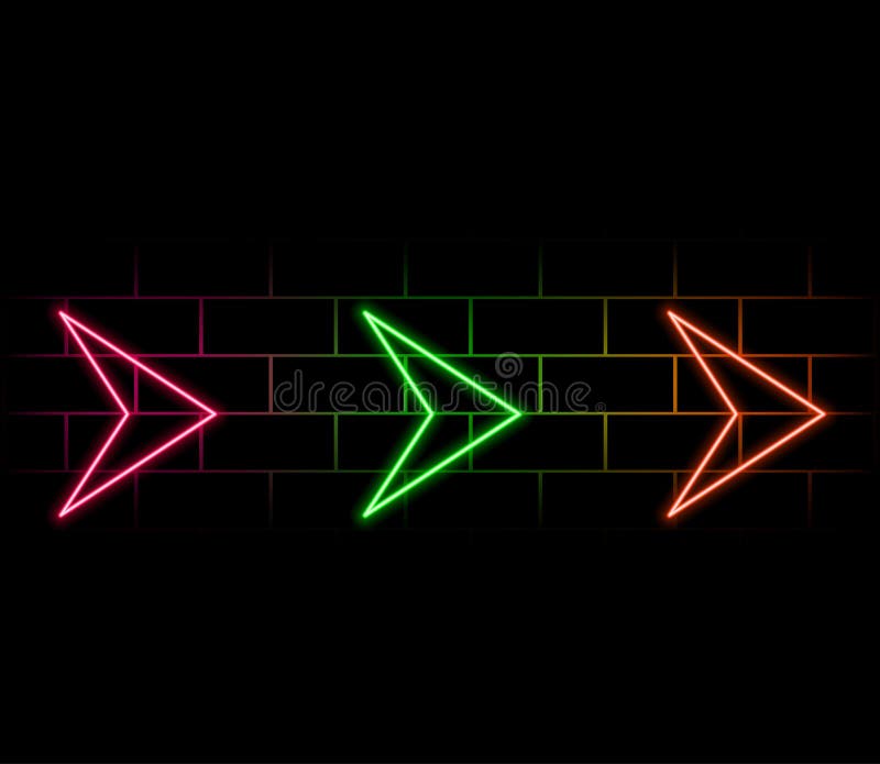Bright Pink Neon Arrow Pointer Stock Illustration - Illustration of ...