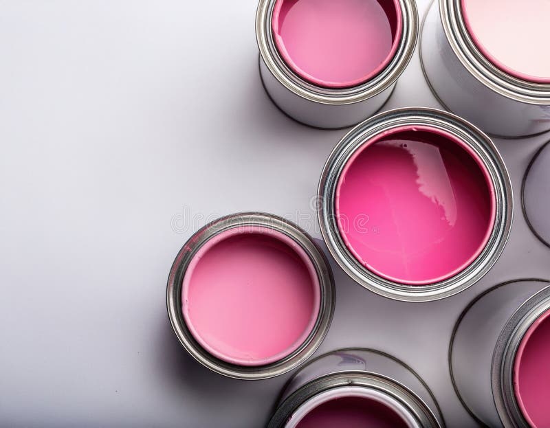 Bright Pink Paint Cans Arranged Artfully on a Surface Showcasing ...