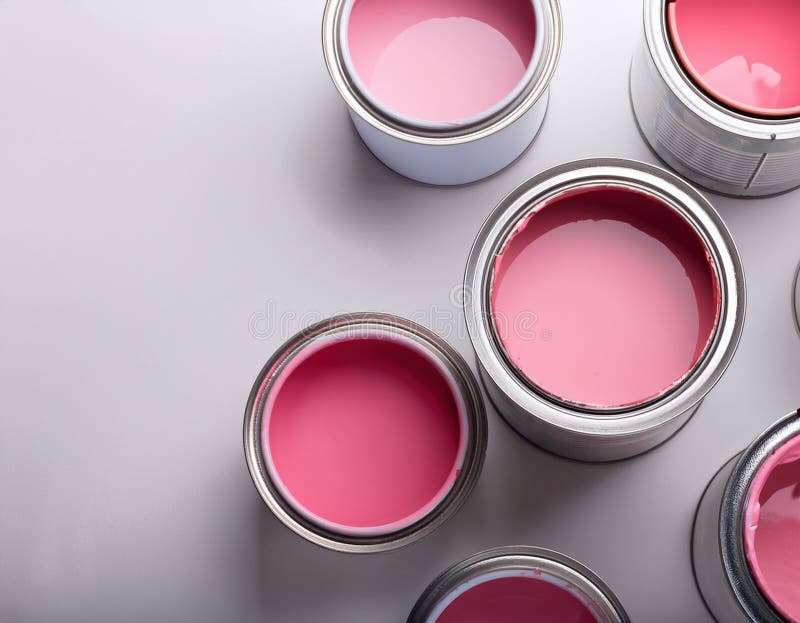 Bright Pink Paint Cans Arranged on a Surface Ready for Art or ...