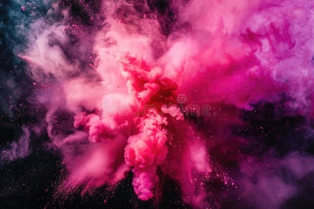 Bright Pink Paint Explosion Splash Abstract Background. Dust Explode on ...