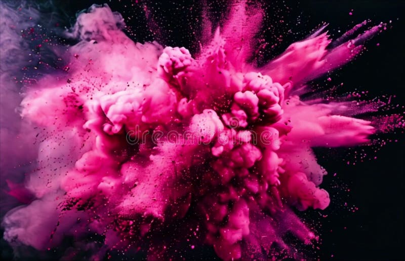 Bright Pink Paint Explosion Splash Abstract Background. Dust Explode on ...