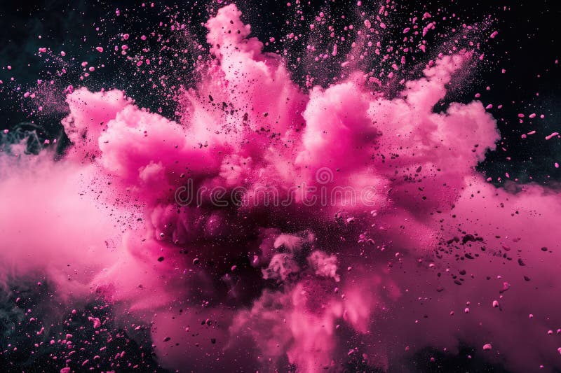 Bright Pink Paint Explosion Splash Abstract Background. Dust Explode on ...