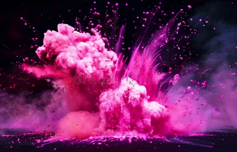 Bright Pink Paint Explosion Splash Abstract Background. Dust Explode on ...