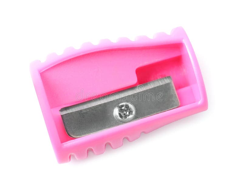 Bright Pink Pencil Sharpener Isolated on White, Top View. School ...