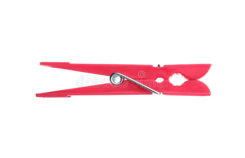 Bright Pink Plastic Clothespin Isolated on White Stock Photo - Image of ...