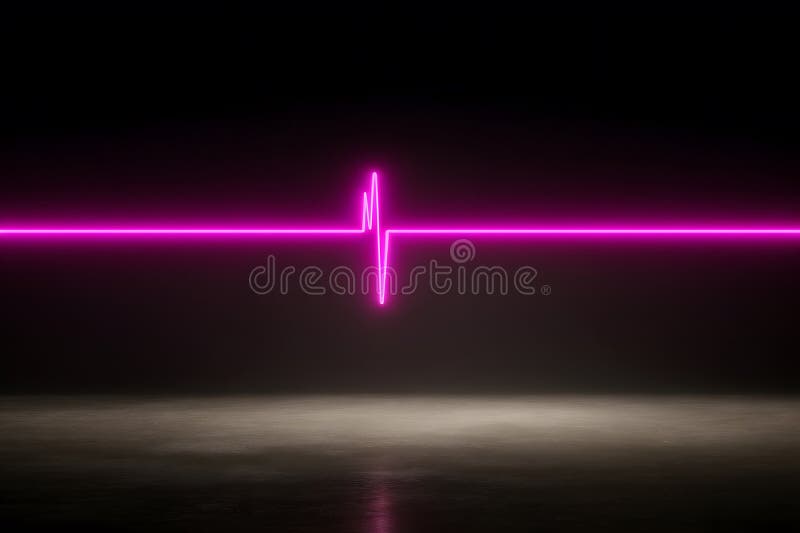 Bright Pink Pulse Wave Crossing Horizontal Canvas, Retro Neon Aesthetic ...