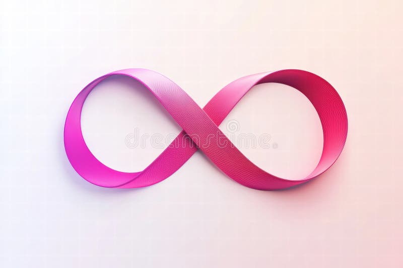 Creative Pink Ribbon Shaped Like Infinity Symbol on Plain Background ...