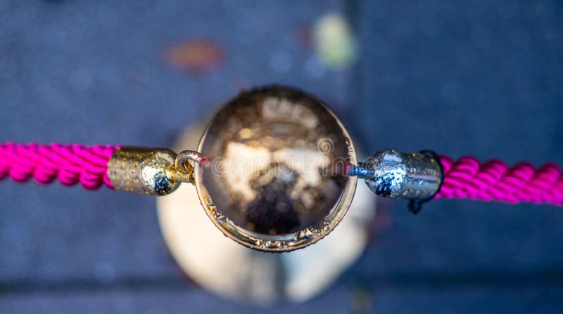 Bright Pink Rope on a Golden Pole.. Stock Image - Image of bunch, pole ...