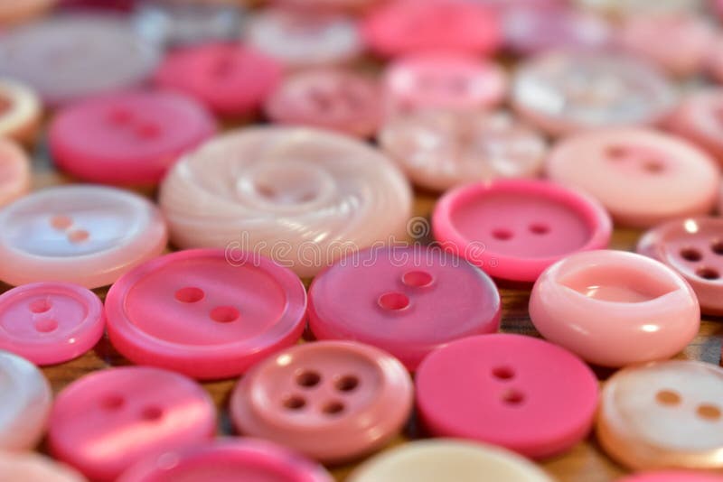 Bright Pink Sewing Button on a Wood Table Stock Photo - Image of bright ...