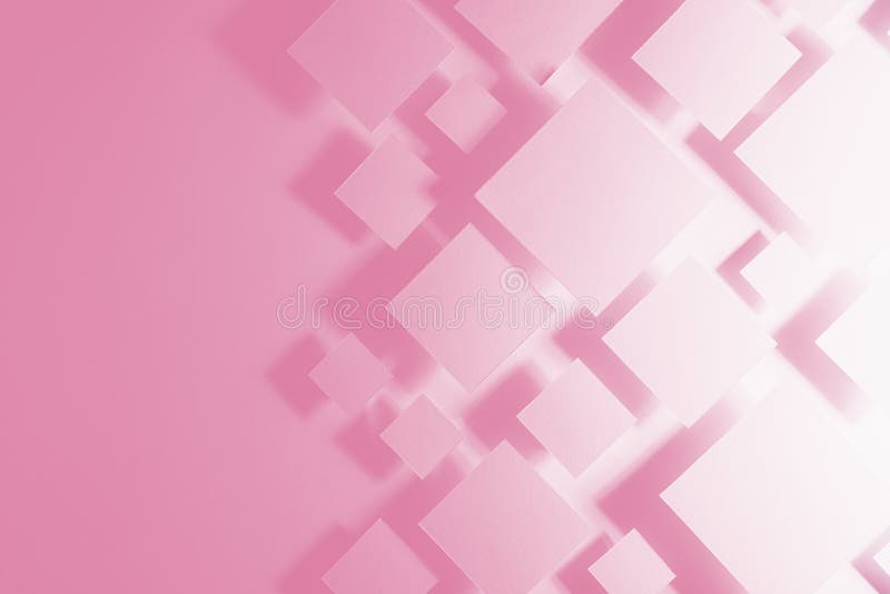 Bright Pink and Shining White Geometric Pattern with Flying Squares in ...