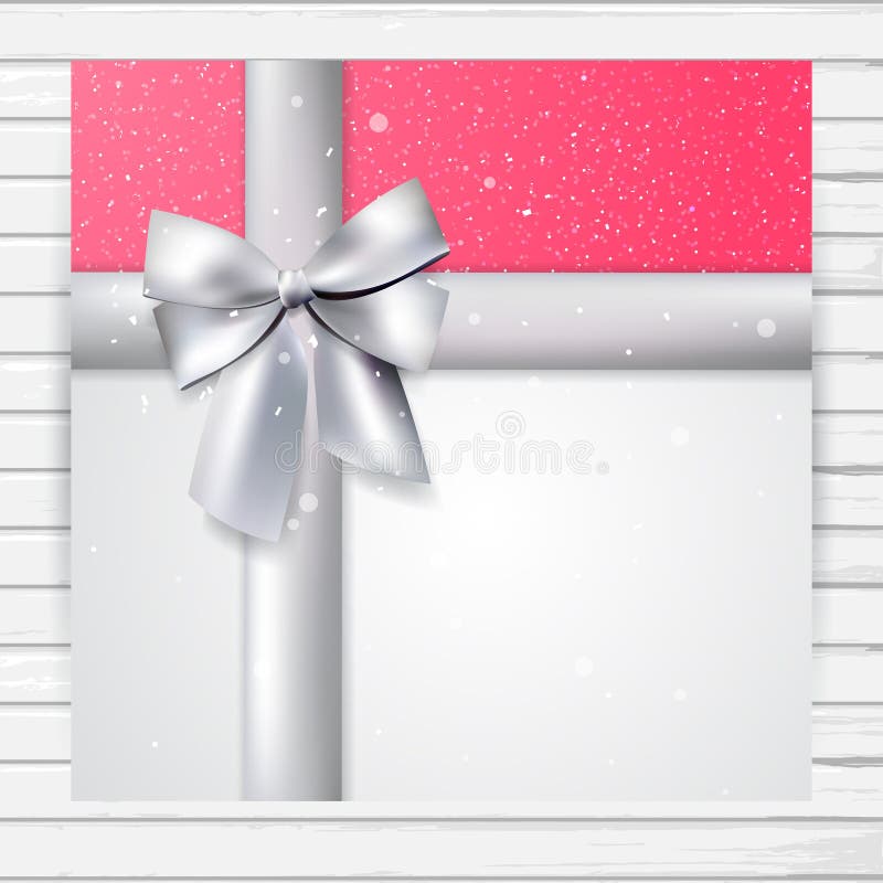 Bright Pink Square Card with Silver Ribbon Stock Vector - Illustration ...