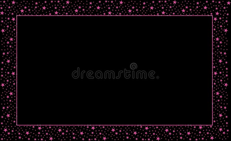 Bright Pink Square or Rectangular Frame with Pink Sparkle Glitter Stars ...