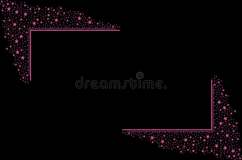 Bright Pink Square or Rectangular Frame with Pink Sparkle Glitter Stars ...