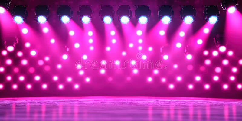 Bright Pink Stage Lights Illuminate a Performance Area Ready for an ...