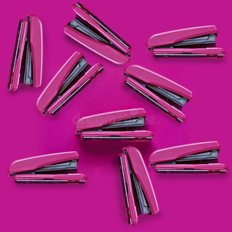 Bright Pink Stapler on a Bright Background Pattern Stock Photo - Image ...