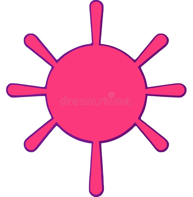 Bright Pink Sun Shape with Rays Stock Vector - Illustration of outline ...