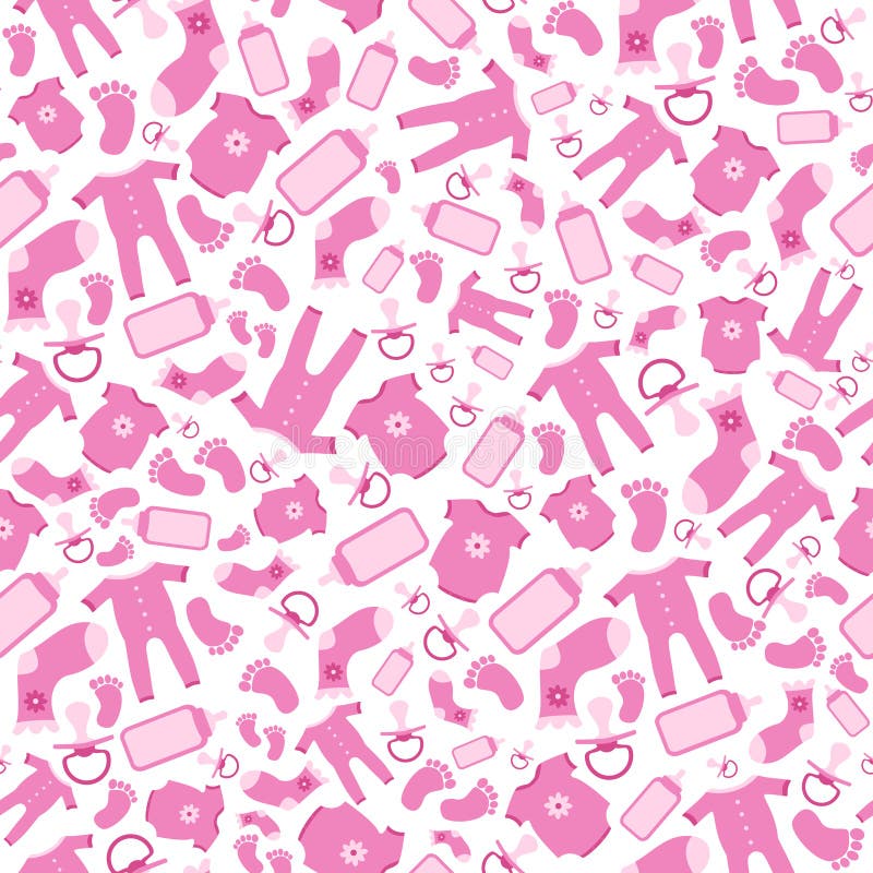 Bright Pink Vector Baby Born Seamless Pattern Stock Vector ...