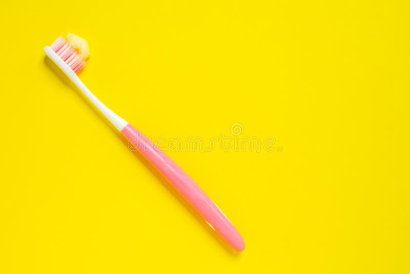 Bright Pink and White Tooth Brush with Paste. Stock Image - Image of ...