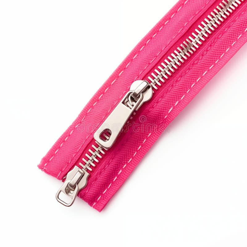 Bright Pink Zipper on a White Background Showcasing Its Polished Metal ...