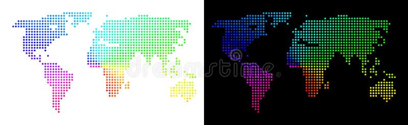 Bright Pixelated World Map stock vector. Illustration of rhombic ...