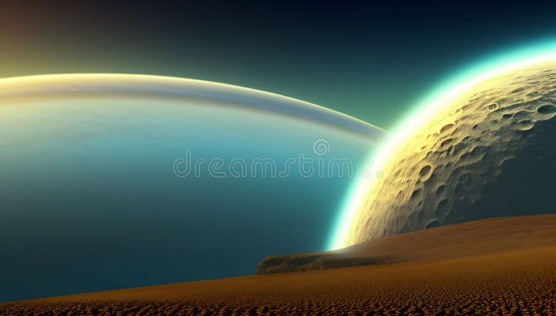 Bright Planets in the Boundless Space. Bright Horizon. Fantasy World ...